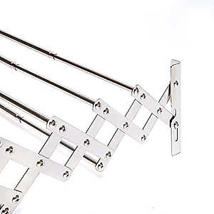 Headery Foldable Stainless Steel Wall Drying Rack Clothing for Laundry,Multifunctional Shelf Towel Storage Rack with Accordion Retractable for Laundry/Bathroom (Silver)