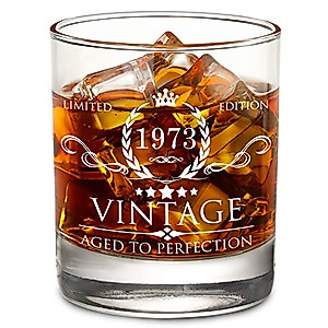AOZITA 50th Birthday Gifts for Men Whiskey Glass with Delicate Package- 50th Birthday Decorations for Men, Party Supplies - 50th Bday Gifts Ideas for Him, Dad, Husband, Friends - 11oz Whiskey Glass