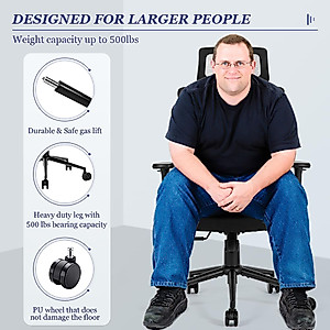 Savourseat Big and Tall Office Chair Heavy Duty 500lbs Swivel Office Chair with Adjustable Headrest, 3D Armrests, Metal Base Ergonomic Office Chair Executive Chair for Heavy People