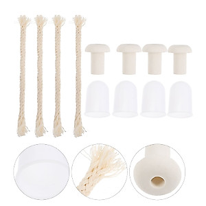 18pcs Lamp Accessories Wick Ceramic Holder Tiki Torch Wicks Oil Lantern Caps Burner Kit Tiki Torch Wick Replacement Tiki Wick Rope Plastic Cap Lamps
