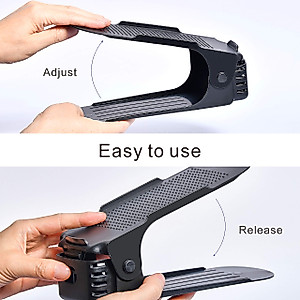 Yashong Shoe Slots Organizer, 20PCS Adjustable Double Layer Stack Shoe Rack, 50% Space-Saving Storage Rack Holder, Black