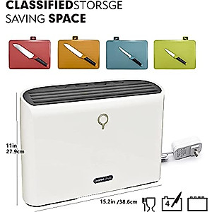 Charmline Smart Cutting Board And Knife Set With Holder, 4 Color Coded Chopping Boards, 4 Knives, Drying Holder Organizer For Kitchen, Smart Home Gadgets