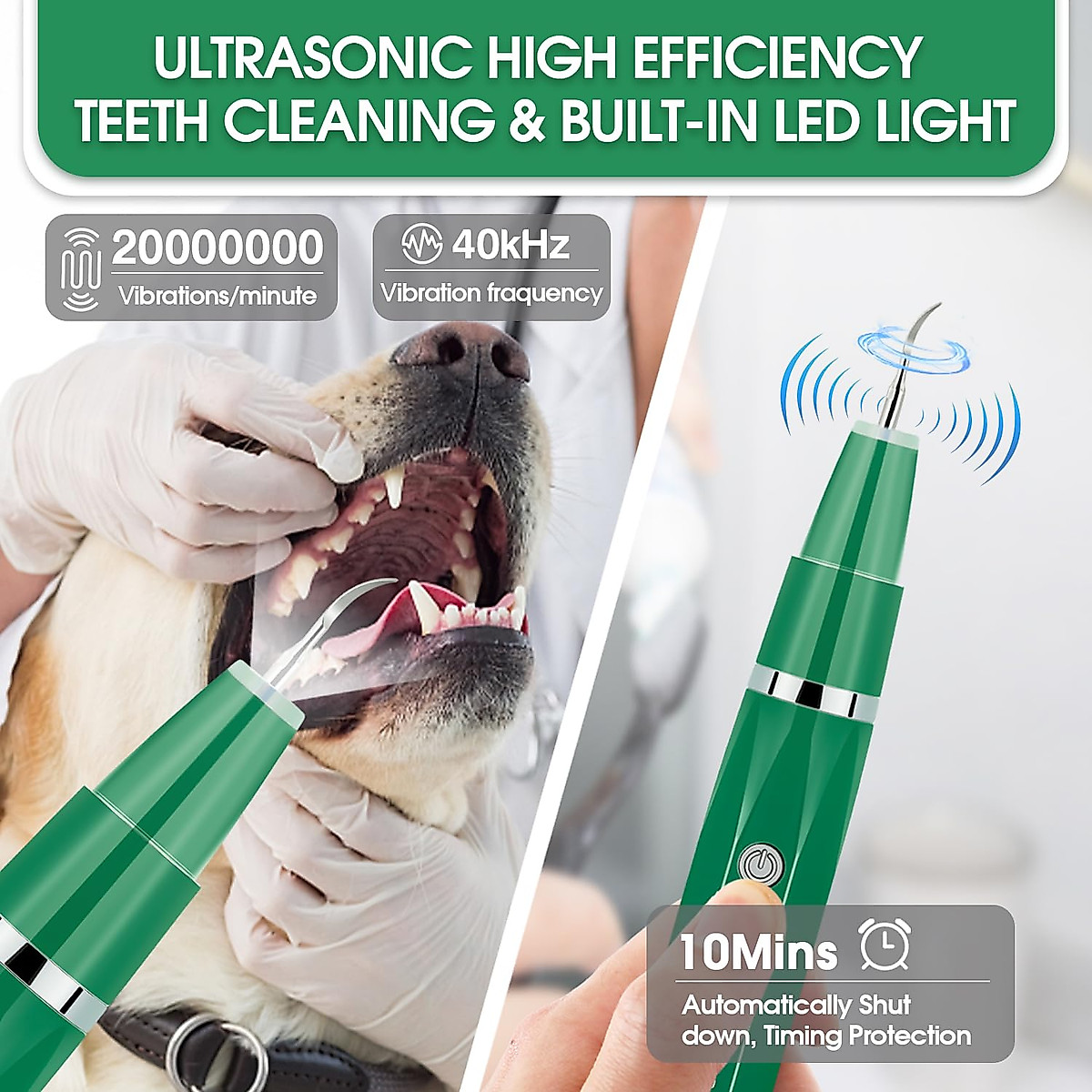 ofikpaloe Dog Teeth Cleaning Kit with Pet Oral Spray, Dog Dental Care-Plaque Remover for Teeth, Cleans and Relieves Tooth Sensitivity, Universal for Dogs & Cats, Dark Green