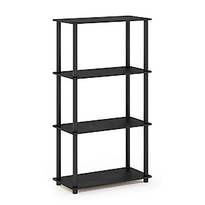 Furinno Turn-N-Tube 4-Tier Multipurpose Shelf Display Rack, Round Tubes, Americano/Black