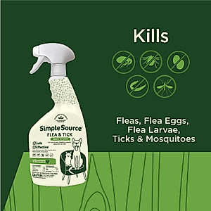 SimpleSource® Flea & Tick Home & Pet Spray, Powered by Plants, Kills Fleas, Flea Eggs, Flea Larvae, & Ticks, Kills & Repels Mosquitos, 32oz Bottle