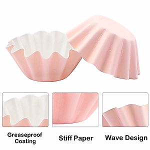 200 PCS Pink Mini Cupcake Liner Cupcake Wrappers Paper Cupcake Cup Greaseproof Baking Cups for Wedding Birthday Party Baby Shower