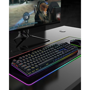 Black Shark RGB Mechanical Gaming Keyboard LED Backlit Wired Keyboard with Blue Switches, Fully Programmable, Anti-Ghosting 104 Keys for Desktop PC, Sixgill K2