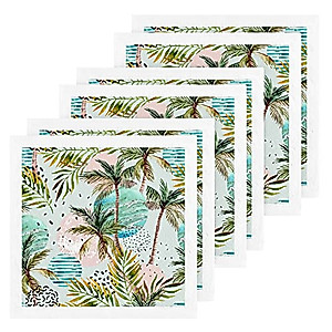 ALAZA Wash Cloth Set Tropical Palm Tree - Pack of 6 , Cotton Face Cloths, Highly Absorbent and Soft Feel Fingertip Towels(226cr8jk)