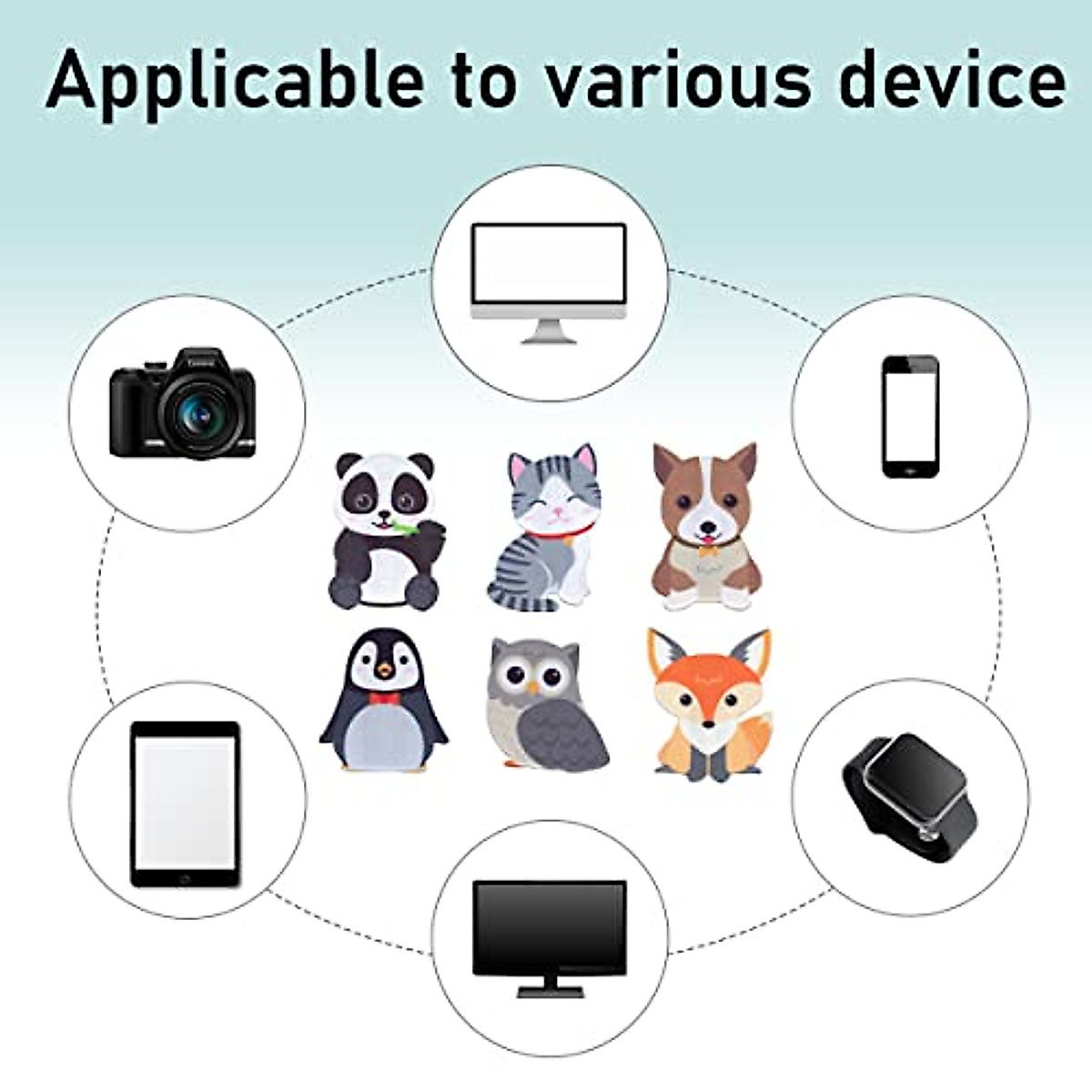 HOMSSEM Screen Cleaner Wipes– 6-PackFunny Phone Screen Cleaner Sticker – Premium Microfiber Electronics Cleaner for Phones, Tablets, Camera Lenses, Gadgets – Cute Animal Designs