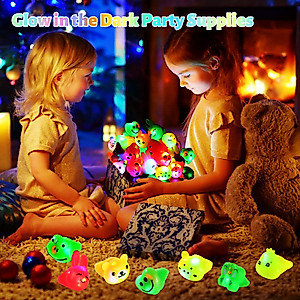 Mikulala 36 Pack Light Up Rings Glow in The Dark Party Supplies, Light up Party Favors, Goodie Bag Stuffers, Birthday Christmas Party Favors Classroom Prizes Cute Animal Treasure Box for Kids