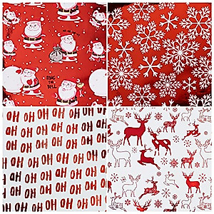 RUSPEPA Christmas Wrapping Paper-Red and White Paper with a Metallic foil Shine-Christmas Elements Collection-4 Roll-30Inch X 10Feet Per Roll