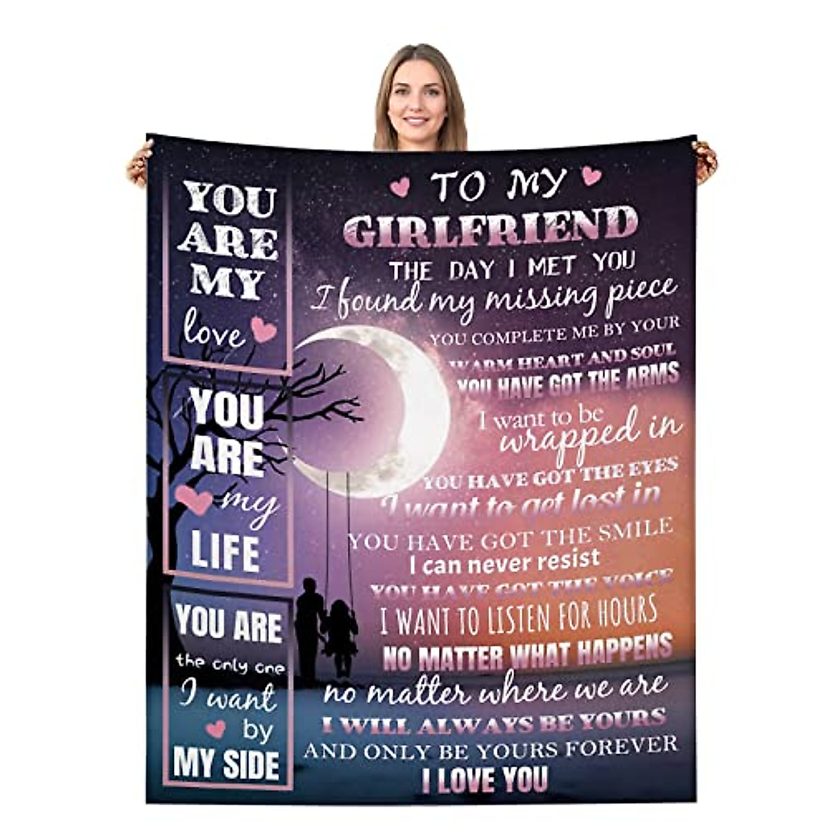 JOPJOLIW Girlfriend Blanket-I Love You Blanket to Girlfriend-Gifts for Girlfriend-Romantic Anniversary Birthday for Her Throw Blanket 60"x50"