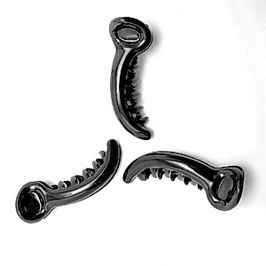 Yukta Eternals Premium Quality Duck Teeth Hair Clip, Clutchers with Covered Spring with Inner Teeth. (Black Color) - Pack of 3 (HC-02)