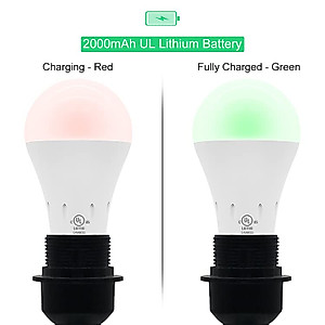JackonLux Emergency Lights for Home Power Failure Emergency Light Bulb 2000mAh 80W Equivalent Battery Backup Light Bulb with Charge Indicator Dimmable Daylight 5000K
