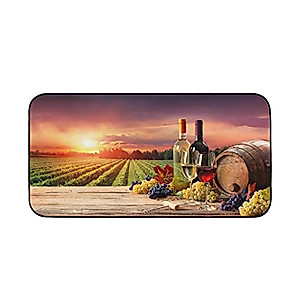 Red Wine Grapes Kitchen Rugs Anti Fatigue Memory Foam Floor Mat Non-Skip Cushioned Absorbent Kitchen Runner Rug for Entryway Hallway Farmhouse Bathroom Dining Room 39x20 Inch