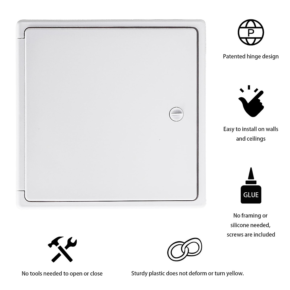 EASY-EXS Access Panel 8x8 with Door (Max Service Opening 6.5x6.5) Plastic White (Medium 8''x8'')
