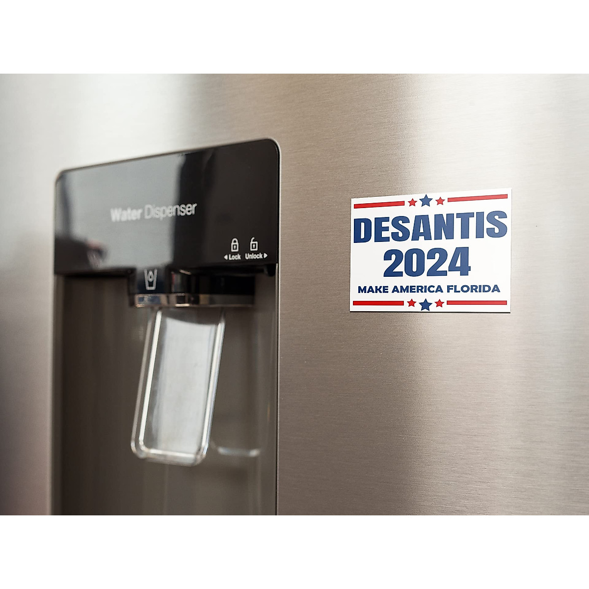 Bumper Sticker Magnet Sign | Ron Desantis President 2024 Magnet | Car Bumper Vinyl Magnet | Funny Tool Box Magnet Sign - 6x4 in. FJB Desantis 24 Make America Florida Stars