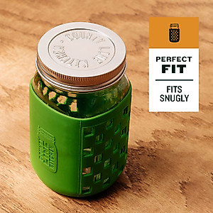 County Line Kitchen – Silicone Mason Jar Protector Sleeves for 1Qt Mason Jar – Fits 32 oz, Variety Colors, 4pk. Includes Gray, Sky Blue, Leafy Green and Sunrise Orange