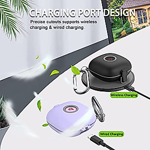 Miimall Compatible for Beats Fit Pro Case, [Upgrade Secure Lock][Anti-Lost Keychain] Military Protective Rugged TPU Case Cover for Beats Fit Pro Earbuds 2021 Accessories with Lanyard (Purple)