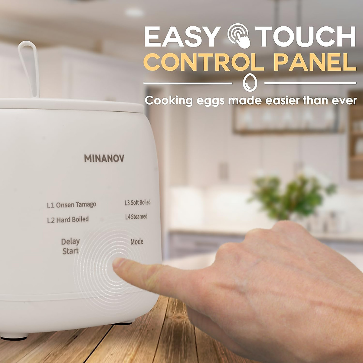 MINANOV Egg Maker - Electric Egg Cooker With Auto Shut Off And Alarm- Egg Maker Machine for Hard Boiled, Soft Boiled, Steamed Egg, Onsen Tamago - Smart Egg Cooker for Home,Kitchen, RV,Camping