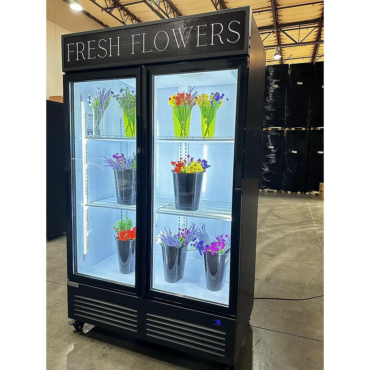 Commercial Flower Display Refrigerator Floral Fridge,Glass Door Flower Merchandiser Beverage Drink Cooler with LED Light Adjustable Shelves,ETL and NSF Approval,42.5Cu Ft,47.2" Wide,Hinge