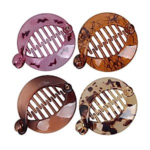 4pcs Assorted Color Premium Quality Resin Banana Fish Shape Hair Clips Barrette Comb Rounded Edges Hair Comb Claws Ponytail Beauty Holder Accessories for Women Girls(Random Color)