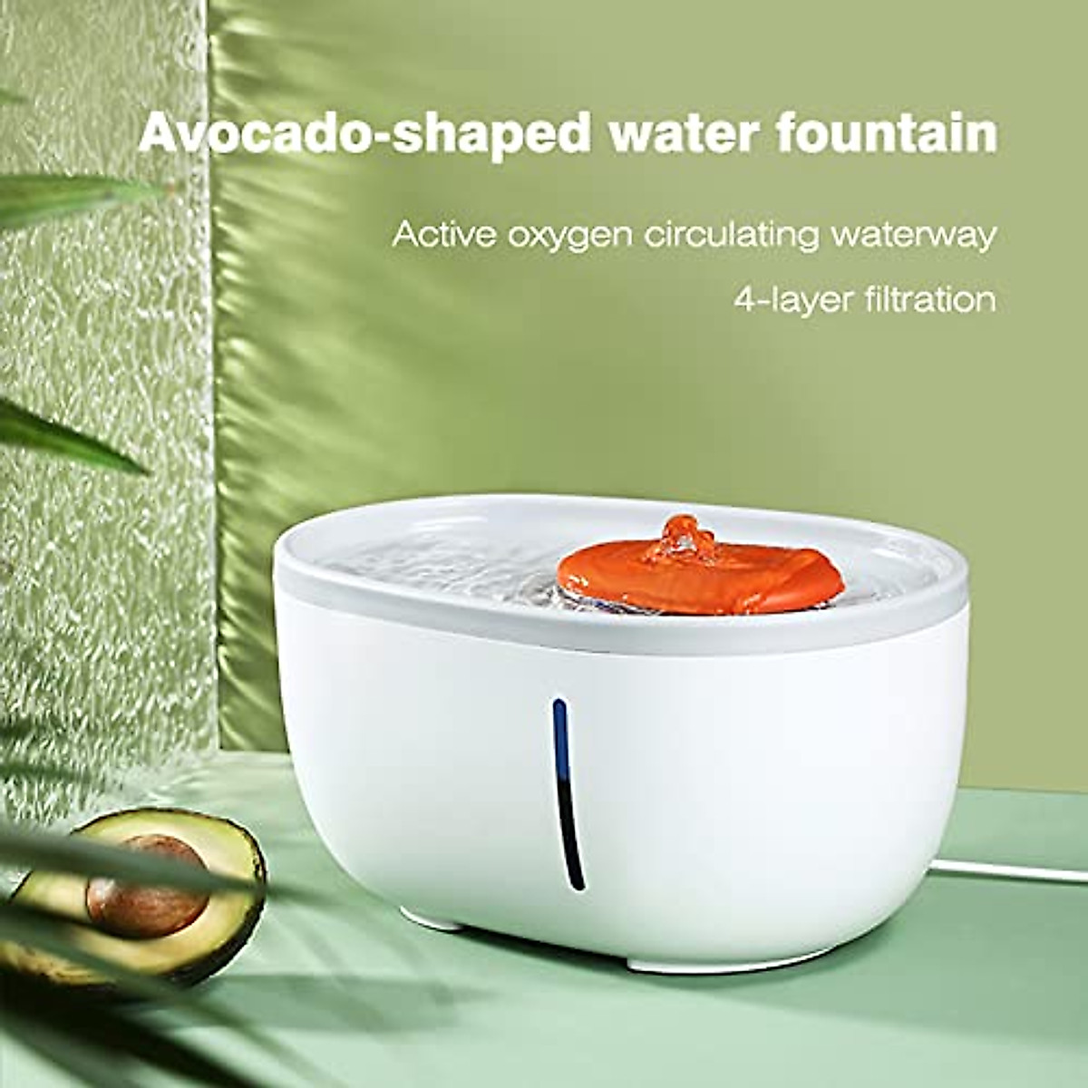 Cat Water Fountain, 67oz/2L Pet Fountain Cat Water Dispenser with Super Sound-Off Smart Pump and LED Indicator,Cat and Dog Fountain with 3 Replacement Filters,for Cats and Small Dogs