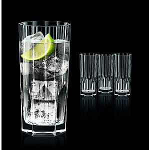 Nachtmann Aspen Collection Highball Glasses, Set of 4, Long Drink Glass, 11- ounce Tall Drinking Glassware, for Mix Drinks and Cocktails, Made of Crystal Glass, Clear, Dishwasher Safe