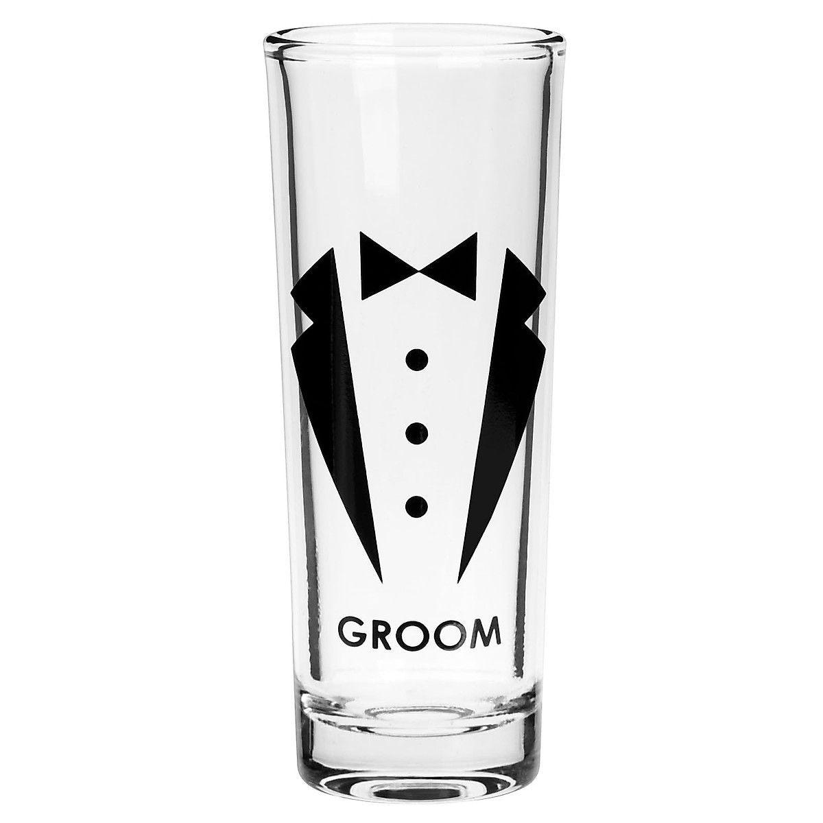 BLUE PANDA Set of 5 Groomsmen Shot Glasses with Tuxedos for Bachelor Party Decorations and Favors or Groomsmen Gifts, Wedding Shot Glasses, Heavy Base for Tequila, Whiskey, Vodka (2 oz Each)