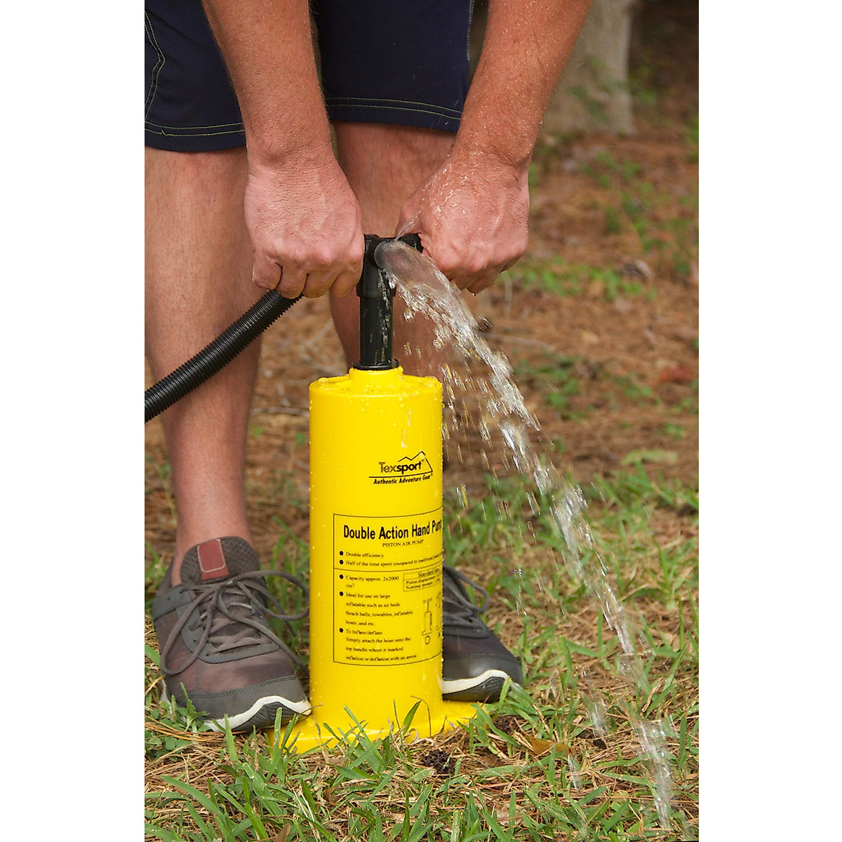 Texsport Double Action Hand Pump for Air Mattress , Yellow , 67 x 28.5 x 11.8