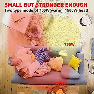 Electric Space Heater, 70° Oscillating with 1500W/750W PTC Fast Heating Portable Heater Fan, Safe and Quiet Small Room Heater with Tip-Over and Overheat Protection for Office Bathroom Desk Indoor Use