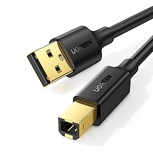 UGREEN USB Printer Cable - USB A to B Cable, 2.0 USB B Cable High-Speed Printer Cord Compatible with Hp, Canon, Brother, Samsung, Dell, Epson,Xerox, Piano, Dac, and More 6.6 FT