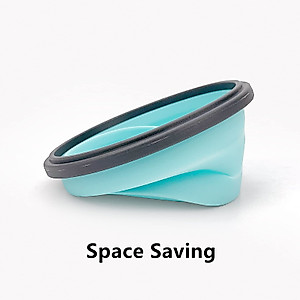 CCyanzi 3piece Round Collapsible Bowl with Lids, Silicone Food Storage Containers, Microwave & Freezer Safe, Space Saving for Kitchen Cabinet and Camping Backpack,(Blue Gray)