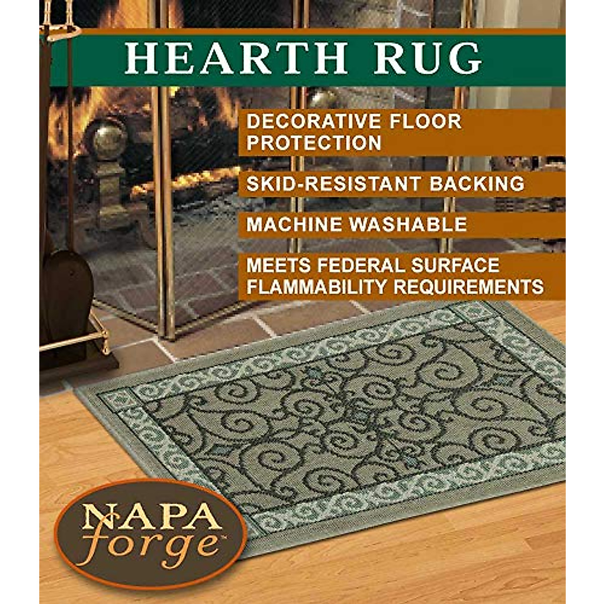 Pilgrim Home and Hearth Pilgrim 19630-1 Fireplace Hearth Rug, 27″ x 46″, Beautiful, 8 Sq Ft