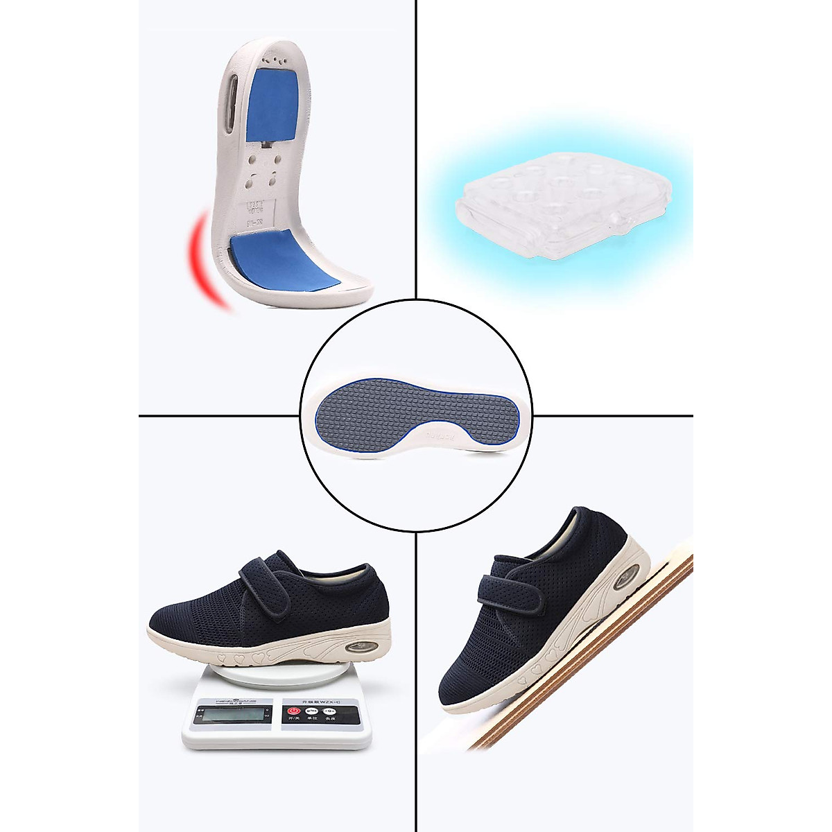 ZUMEIJIA Women's Diabetic Shoes for Women Casual Adjustable Walking Shoes Wide Shoes for Elderly Swollen Feet Non-Slip Air Cushion Bottom Fattening and Widening Blue 10