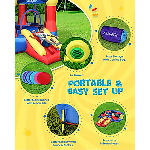 AirMyFun Toddler Bounce House with Blower for Kids 3-8, Inflatable Bouncy Jumping Castle with Slide, Indoor/Outdoor Jump Bouncer House, 82011A