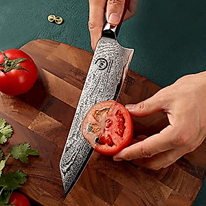 Japanese Chef Knife, Fukep Chef Knife Ultra Sharp AUS10 Core Steel 72 Layers High Carbon Steel Damascus Chef Knife Ergonomic Mahogany Handle Kitchen Knife Chef Gift