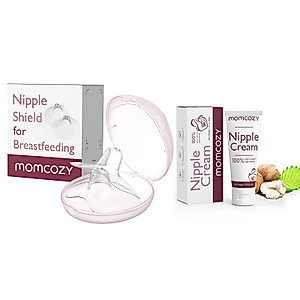 Momcozy Contact Nipple Shields, Include Carry Case (24mm) & Momcozy 100% Natural Nipple Cream