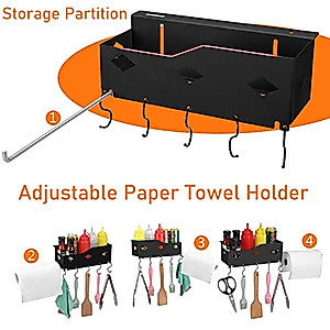 Griddle Caddy for 28" 36" Blackstone Griddles, No Drilling Blackstone Griddle Grill Accessories Space Saving Storage Box, Griddle Caddy BBQ Accessories Organizer with Paper Towel Holders