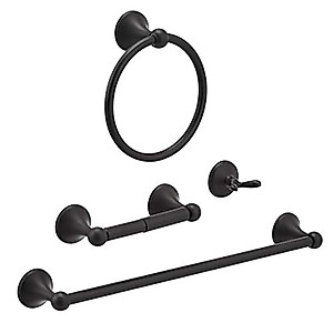 Amazon Basics 4-Piece Bathroom Set - Standard, Black