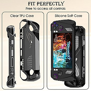 2 Pack TPU Transparent Case and Silicone Case for ASUS ROG Ally Handheld, ROG Ally Accessories Protective Cover and Joystick Protector