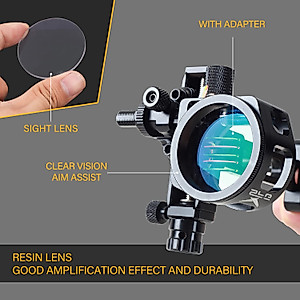 SOPOGER Archery Bow Sight for Compound Bows Target Hunting Single Pin or 5 Pin Bow Sight with 6X 1.75 Scope Lens Long Bar Right Hand for Quicker Sight Acquisition - Combos Available (5 Pin(6X)