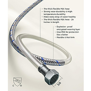 QFN Black Bathroom Faucets, 8 Inch Widespread Bathroom Faucet 3 Hole, 8" Bathroom Sink Faucet 3 Hole with Metal Pop Up Drain and Hose, Two Handle Matte Black Faucet for Bathroom Sink Vanity Faucet