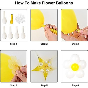 16 Set Daisy Flower Balloons DIY Kit,Pink White Yellow Latex Flower Balloon Party Decorations for Birthday Baby Shower Wedding Anniversary Daisy Groovy Fairy Flower Theme Decor