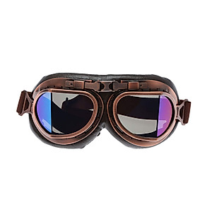 MUXSAM Vintage Motorcycle Goggles, ATV Motocross Goggles, Dirt Bike Racing Riding Off Road Scooter Glasses, Windproof Dustproof Eyewear for Adults Men Women, Copper Frame Colorful Lens