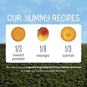 Happy Baby Organics Clearly Crafted Stage 2 Baby Food, Sweet Potatoes, Mangoes & Carrots, 4 Ounce Pouch (Pack of 16)