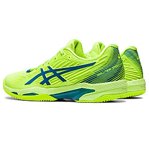 ASICS Women's Solution Speed FlyteFoam 2 Clay Tennis Shoes, 10.5, Hazard Green/Reborn Blue