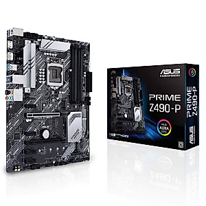 ASUS Prime Z490-P LGA 1200 (Intel® 10th Gen) ATX Motherboard (Dual M.2, DDR4 4600, 1 Gb Ethernet, USB 3.2 Gen 2 USB Type-A®, Thunderbolt™ 3 Support, Aura Sync RGB)