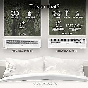 Vornado PORTAL Window Fan with 3 Speeds, Reversible Exhaust Mode, Weather Resistant, For Kitchen, Bedroom, Home