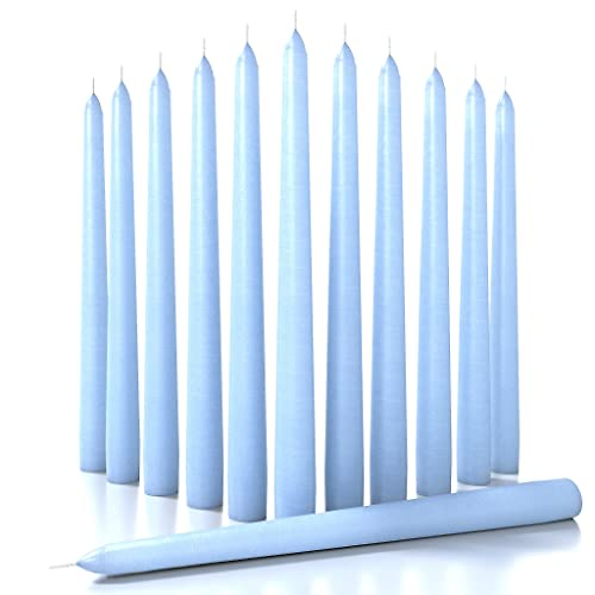 CANDWAX 10 inch Taper Candles Set of 12 - Dripless Taper Candles and Unscented Candlesticks - Perfect as Dinner Candles and Household Candles - Baby Blue Candles
